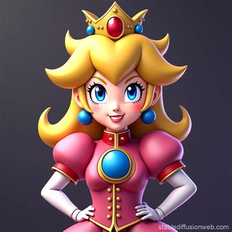 Evil Princess Peach In A Military Officer Uniform Prompts Stable