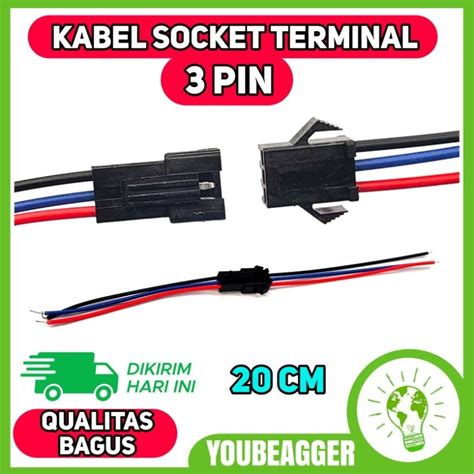 Jual Socket Terminal Kabel 3 Pin Sepasang Male To Female Shopee Indonesia