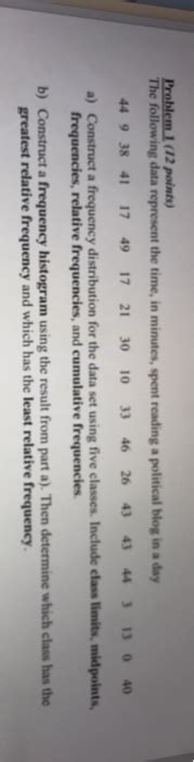 solved problem 1 12 points the following data represent