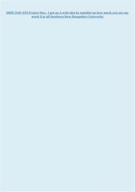 Snhu Dad 220 Project One I Got An A With This Be Mindful On How Much You Use My Work If At All