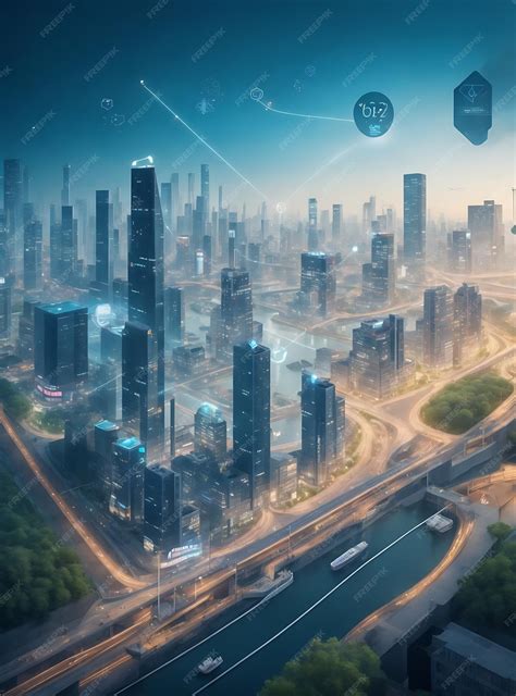 Premium Ai Image Smart City Technology Midnight Network Urbanization