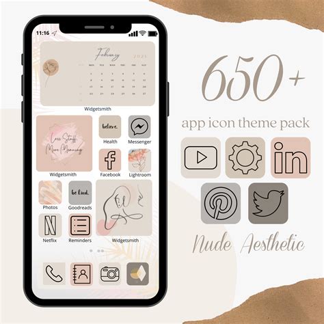 Nude Aesthetic IPhone Ios App Icons Theme Pack Cream Beige Aesthetic Home Screen Abstract