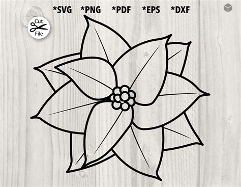 Poinsettia Clipart Free Black And White Rose