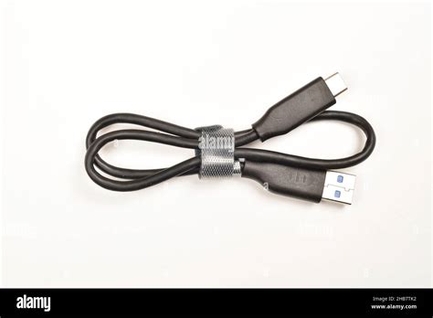 Usb C Type Cable On White Background Stock Photo Alamy