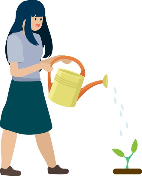 Free Woman Holding Watering Can To Water Plant 17420272 Png With