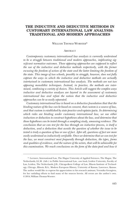 pdf the inductive and deductive methods in customary international law analysis traditional