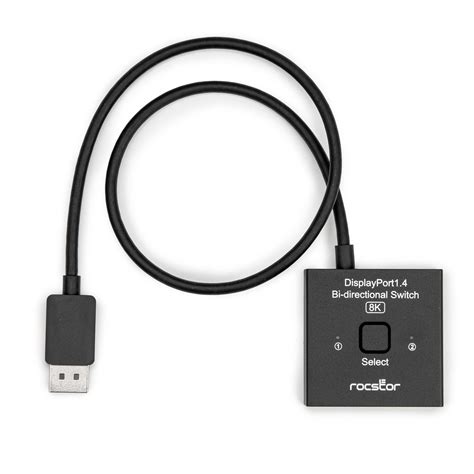Premium 2×1 8k 4k Displayport 1 4 Bi Directional Kvm Switch Fixed 1 6ft Displayport Cable