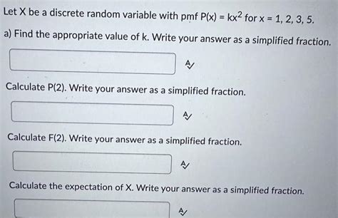 solved let x be a discrete random variable with pmfp x kx2