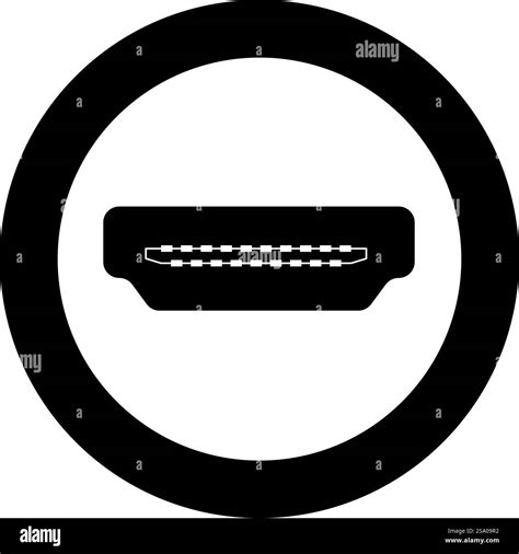 Hdmi Port Socket Icon In Circle Round Black Color Vector Illustration