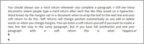 when to use soft and hard returns in word