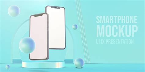 Ui Ux 프레젠테이션을 위한 스마트폰 목업 장면 프리미엄 벡터