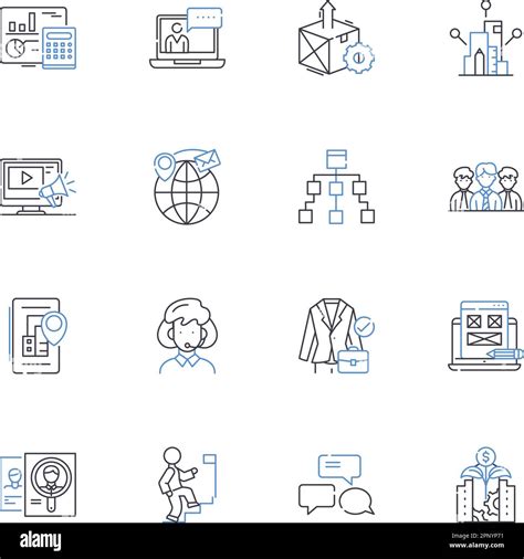 Conglomerate Line Icons Collection Diverse Multinational Synergy Industry Alliance Mergers