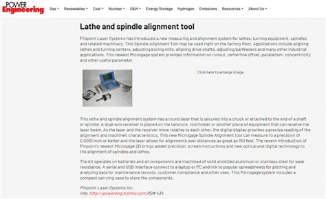 Power Engineering Lathe And Spindle Alignment Pinpoint Laser Systems