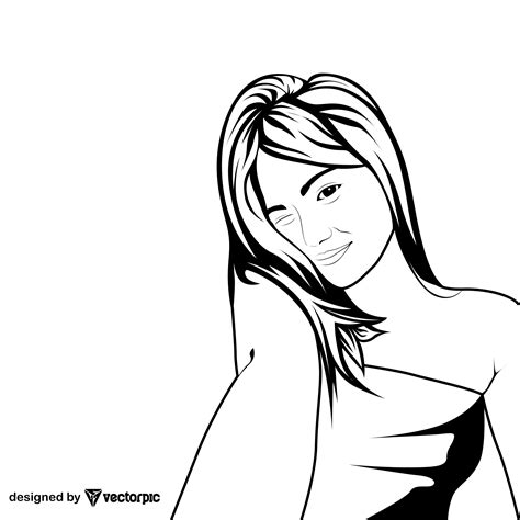Beautiful Sexy Girl Line Art Design Free Vector