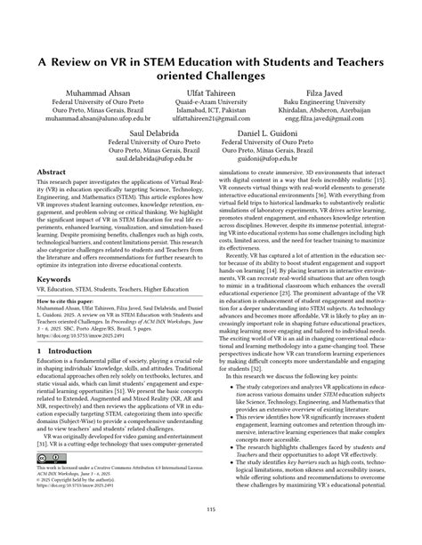Pdf A Review On Vr In Stem Education With Students And Teachers