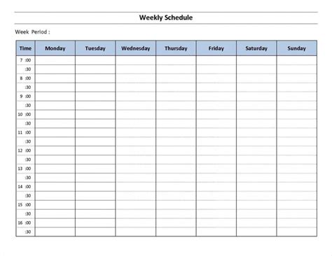 Blank Revision Timetable Template