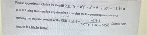 Solved Find An Approximate Solution For The Stiff Ode