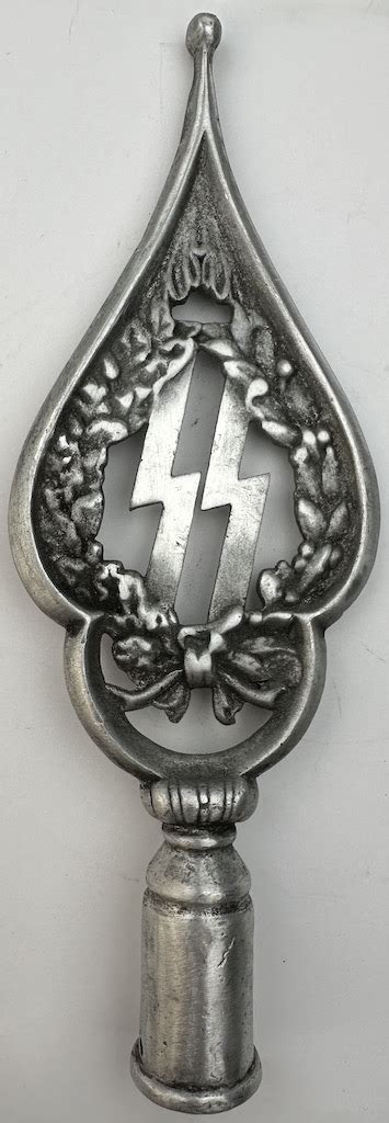 Ww2 German Nazi Waffen Ss Pole Top Of Flag With Ss Runes By Rzm Stamped