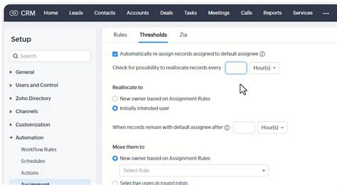Assignment Threshold Zoho Crm