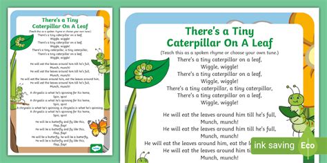 Caterpillar Nursery Rhyme Lyrics Poster Twinkl Resource