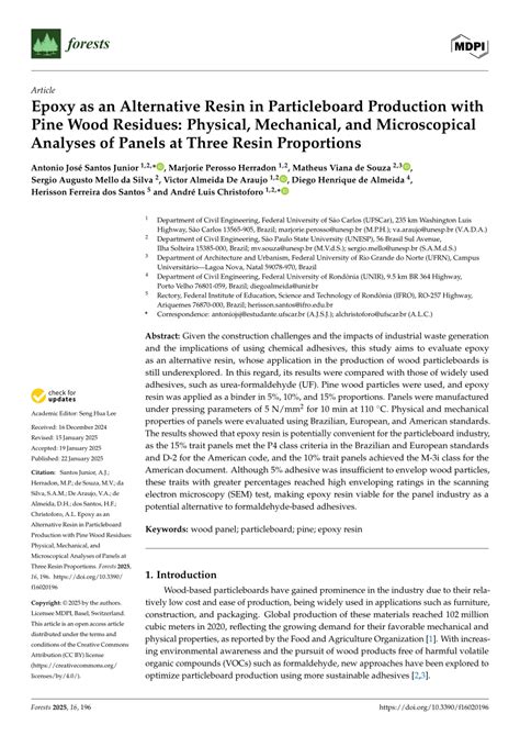 Pdf Epoxy As An Alternative Resin In Particleboard Production With Pine Wood Residues