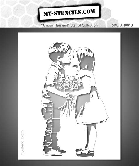 Young Lovers Stencil Romantic Scene Inspired By Street Art