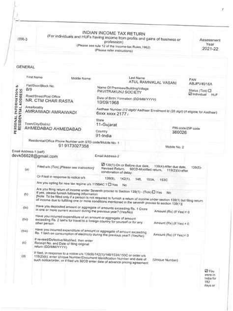 Itr 3 Form Format Pdf