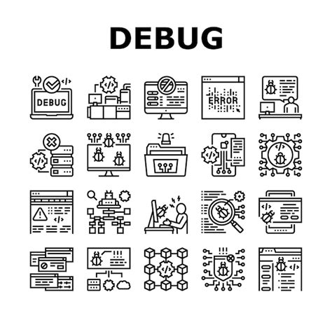 Premium Vector Debug Research And Fix Collection Icons Set Vector