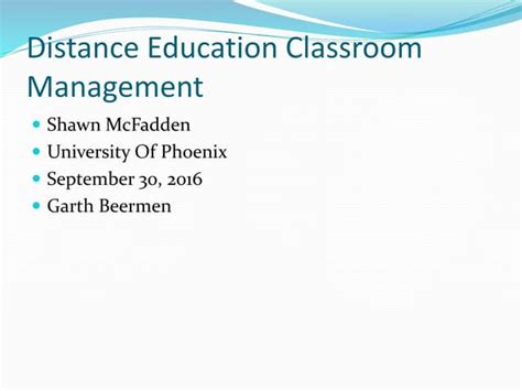 Distance Education Classroom Management Pptx