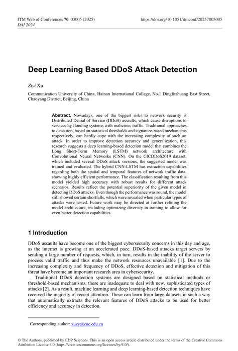 Pdf Deep Learning Based Ddos Attack Detection