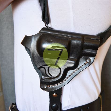 Кобура оперативная поясная для револьвера 2 5 2в1 кожаная черная