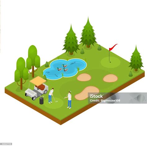 구성 개념 골프 3 차원 Isometric 보기 벡터 등측투영법에 대한 스톡 벡터 아트 및 기타 이미지 등측투영법 골프 골프장 Istock
