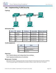 3 3 2 2 Lab Implementing VLAN Security ANSWERS Lab Implementing VLAN Security Topology