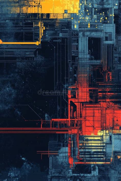 Abstract Digital Art Characterized By Bold Color Schemes And Geometric Grid Layouts Stock Image