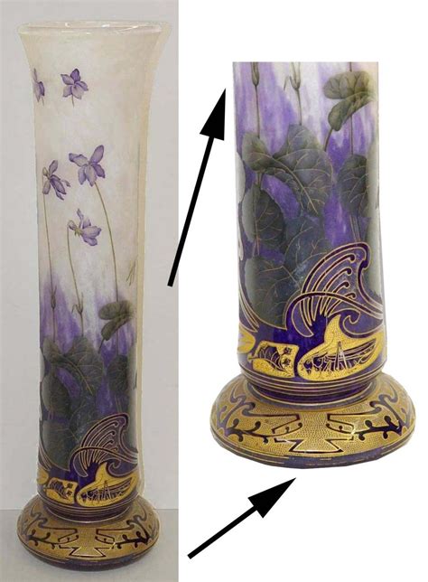 Bid Now Daum Nancy Grasshopper Iris Gilded Cameo Glass Vase August 3