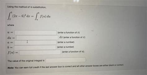 Solved Using The Method Of U Substitution Chegg Com