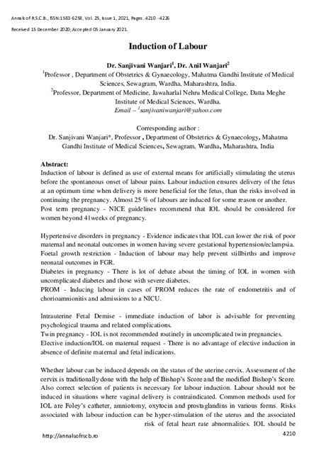 Pdf Induction Of Labour