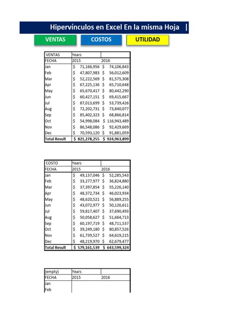 Video 109 Hipervínculos En Excel En La Misma Hoja Pdf