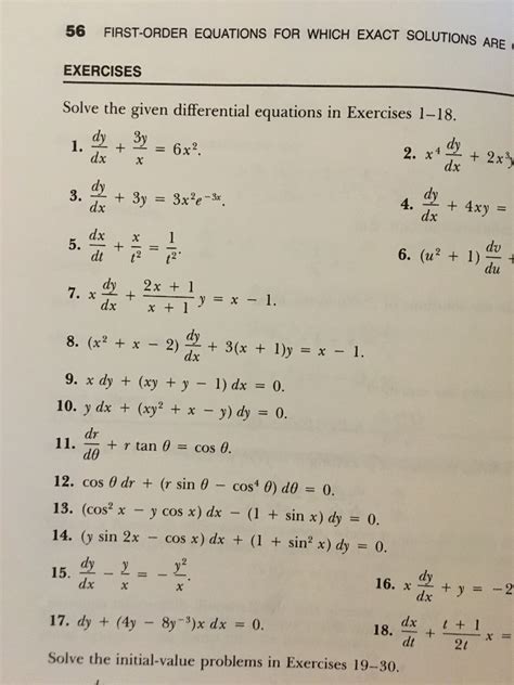 Solved 56 First Order Equations For Which Exact Solutions