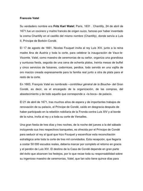 Francois Vatel Pdf Alimentos