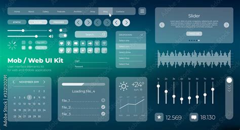 Vector Ui Ux Kit For Mobile Applications And Web Sites Universal User Interface Template With