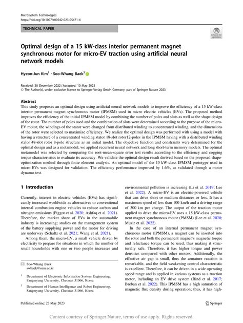 Optimal Design Of A 15 Kw Class Interior Permanent Magnet Synchronous