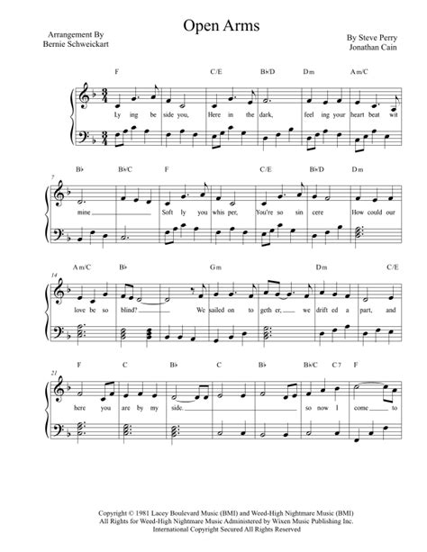 Journey Open Arms Chords And Lyrics At Rita Ellis Blog