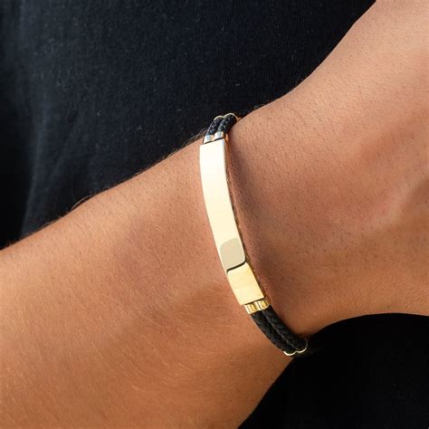 Engraved Name 14k Solid Gold Men Bracelet 14k Gold Id Bracelet