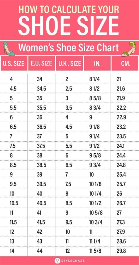 Printable Womens Shoe Size Chart Printable New Year Banners