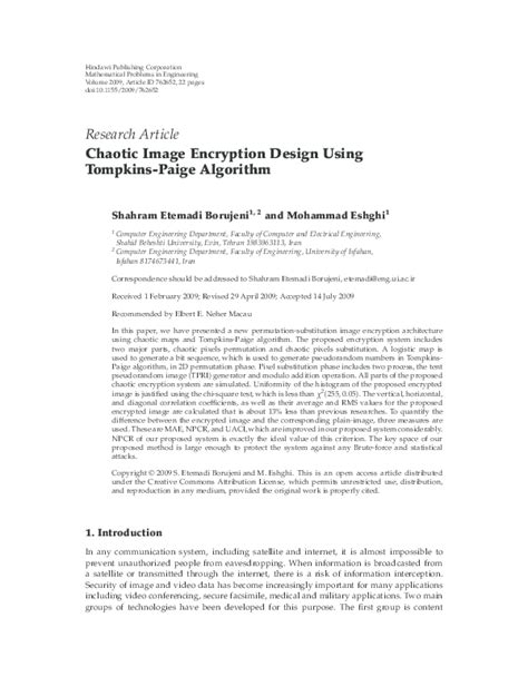 pdf chaotic image encryption with tompkins paige algorithm