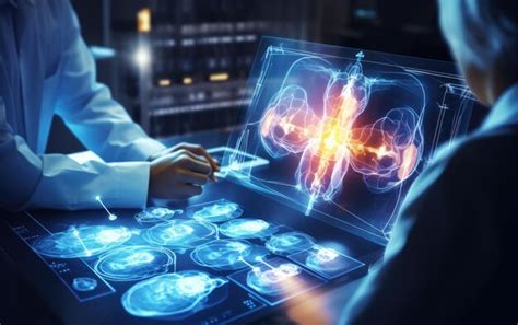 Premium AI Image Doctors And Radiologists Assess MRI Digital Brain Imaging