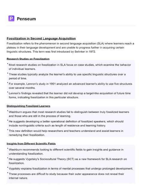 Fossilization In Second Language Acquisition Pdf