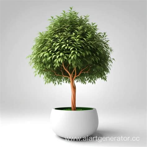 3d Potted Tree On White Background Ai Art Generator