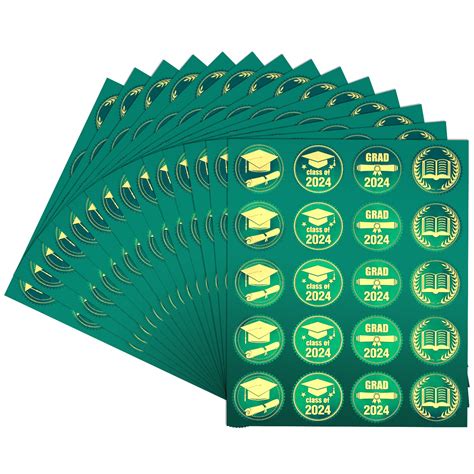500 Pcs Graduation Envelope Seals Stickers Class Of 2024 Grad Cap Diploma Certificate Seals